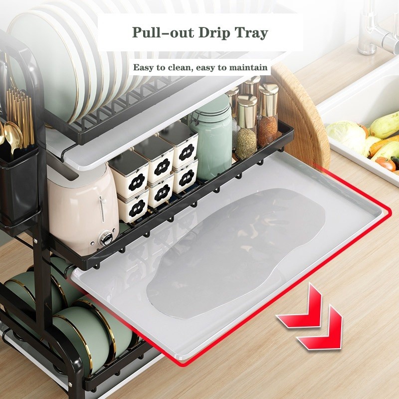 【Carbon steel anti-rust】Dish Rack Kitchen Organizer Dish Drainer Plate ...
