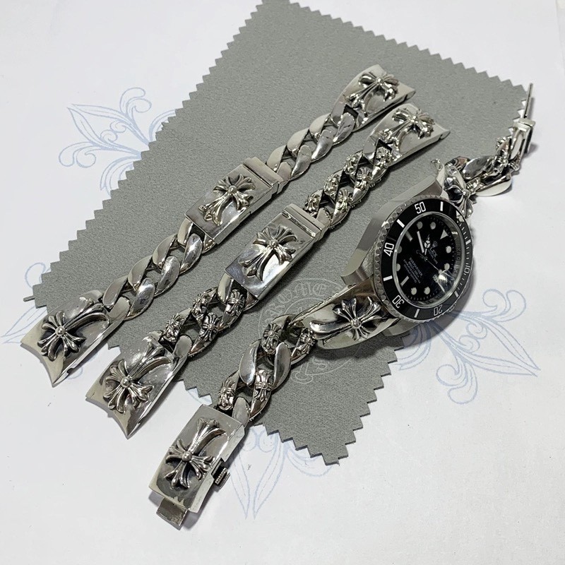 Watch Chain/Retro Classic Wide Watch Chain/Long Cross Pattern Style INS ...