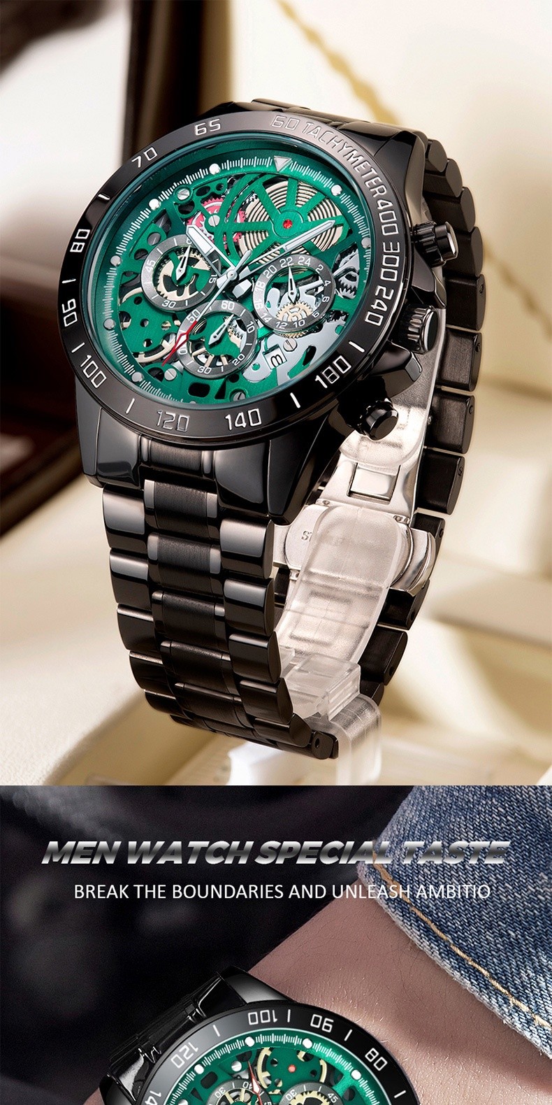 ZUNPAI Watch for Mens Original Waterproof Stainless Steel Sports ...