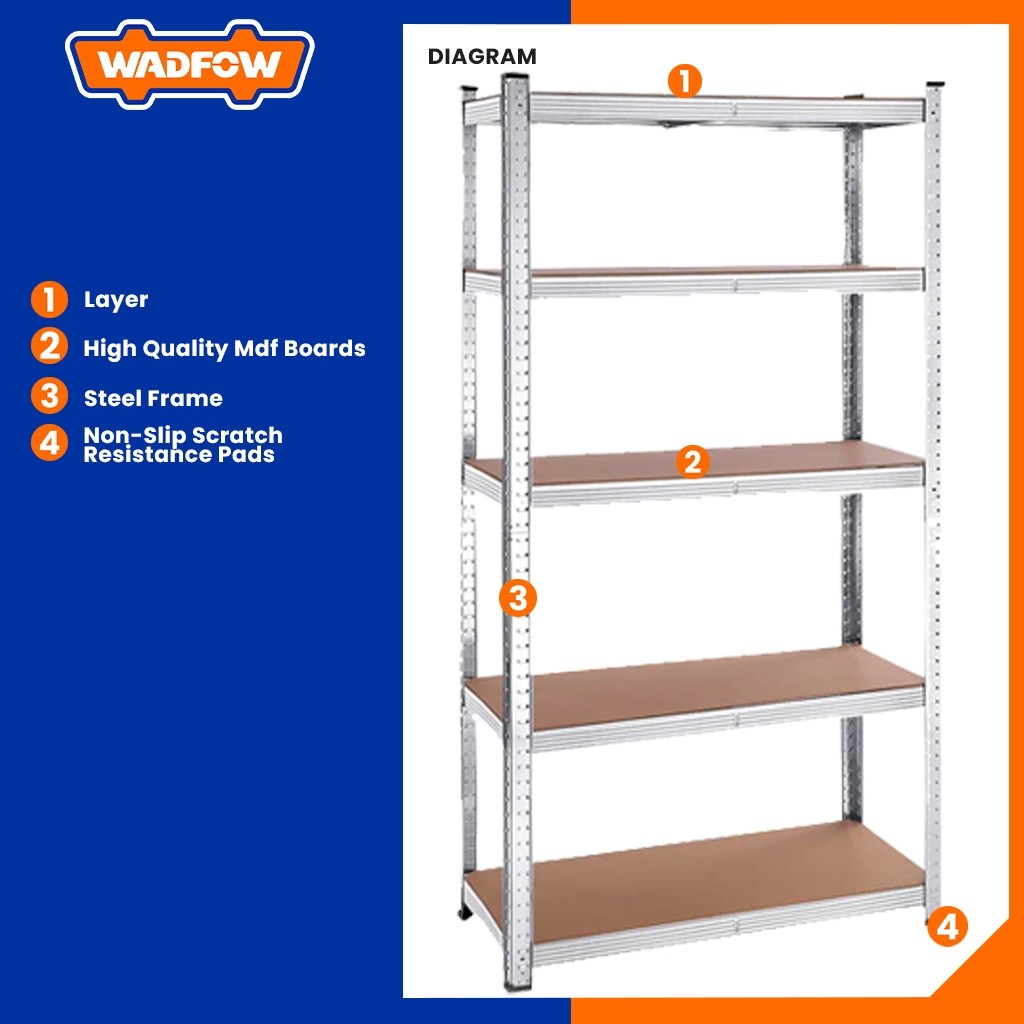 Wadfow 5-Tier Adjustable Storage Shelves Rack WTS1A73 | Shopee Philippines