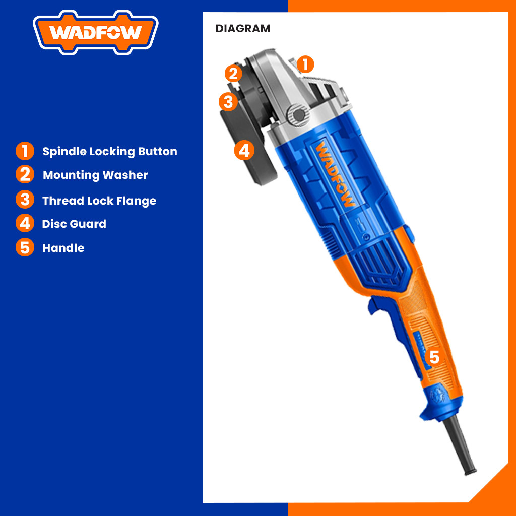 Wadfow Angle Grinder 2000W with 9 Inch Disc Size WAG852001 (WPT ...