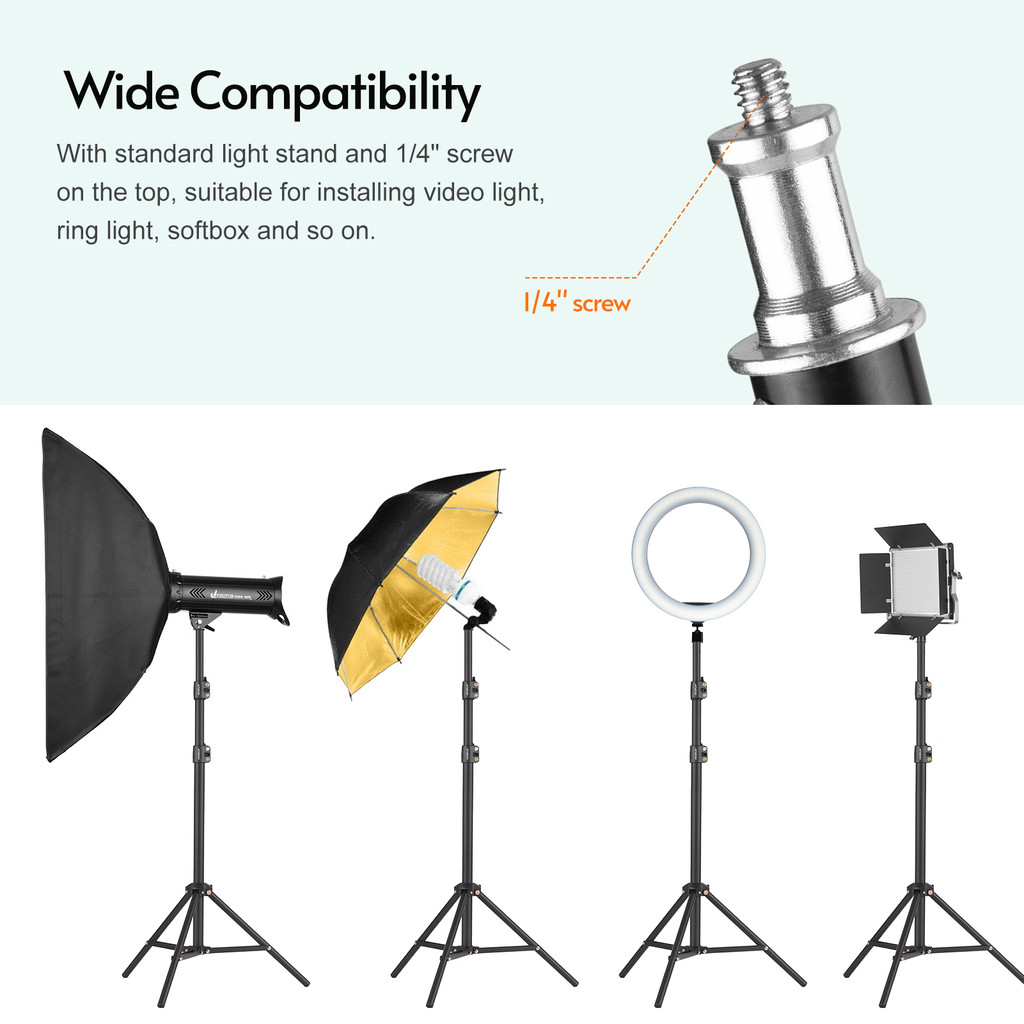 [COD&Ready] Andoer 210cm/83in Portable Metal Light Stand Heavy Duty ...