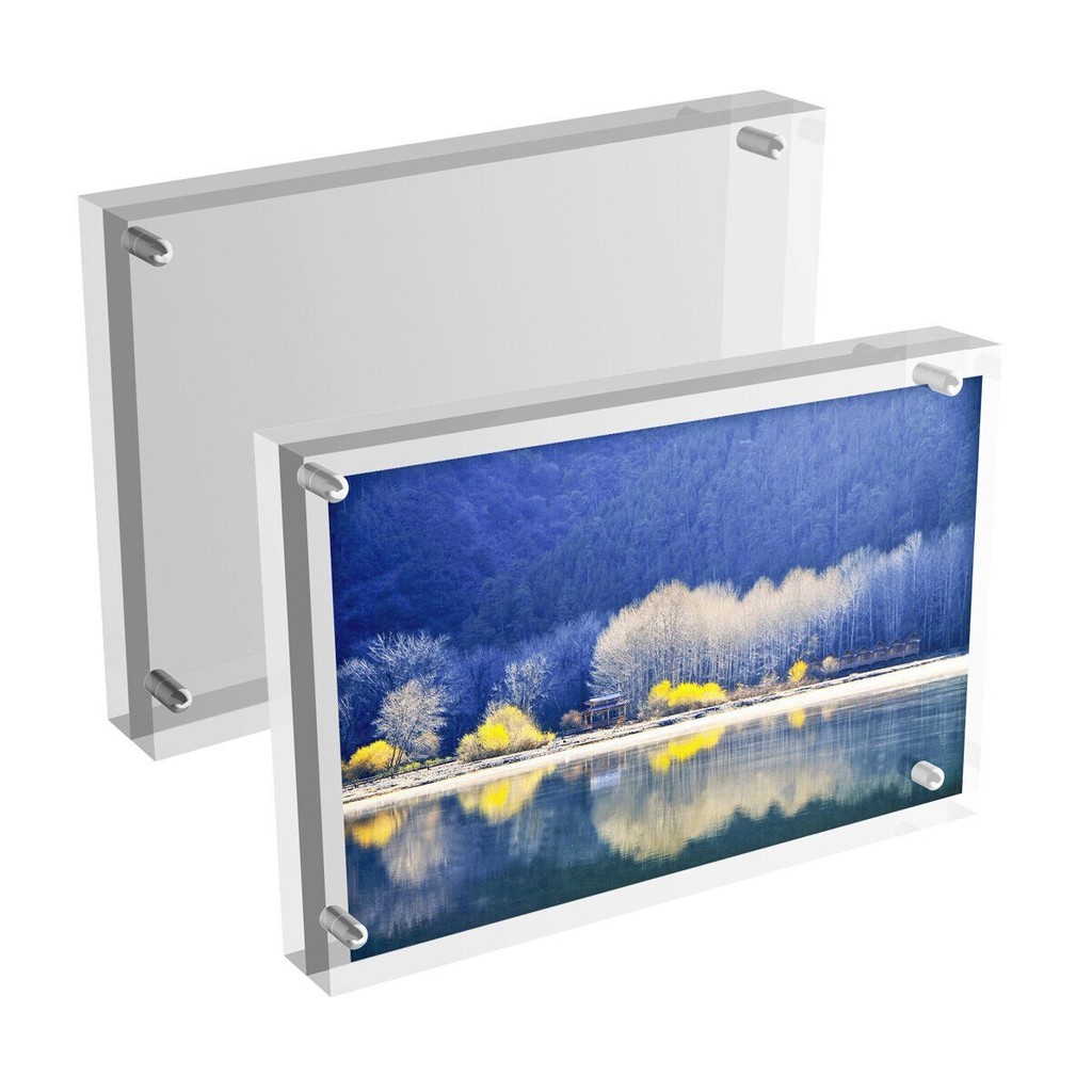 Pikxi 4R Clear Acrylic Magnetic Photo Frame 4x6 Inch, Double-Sided ...