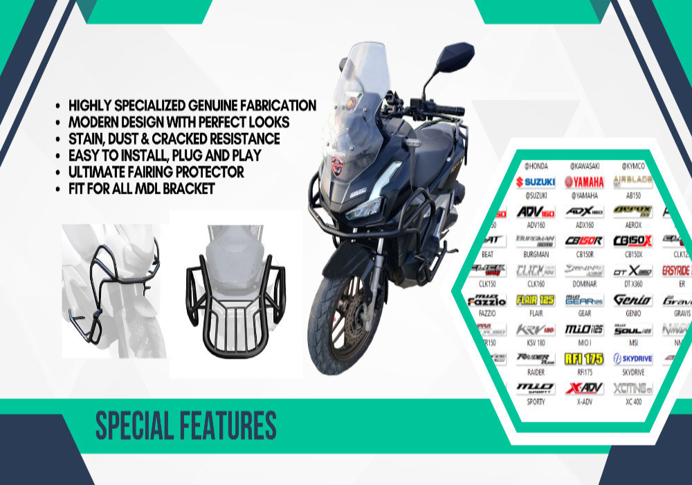 HONDA CLICK 125 ( V1 | V2 | V3 | V4 ) - HEAVY DUTY FULL CRASH GUARD ( POWDER COAT ) - PHASE 1 ...