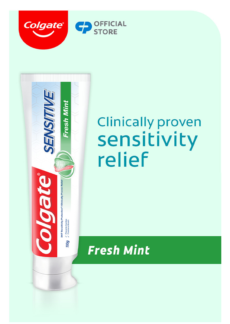 Colgate Sensitive Toothpaste Fresh Mint, Sensitive Relief 110g Twin ...