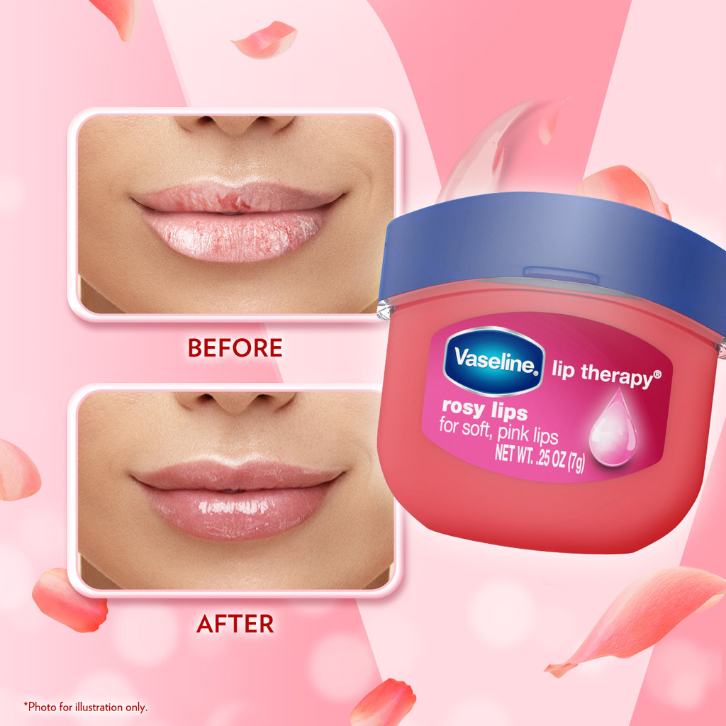 Vaseline Lip Therapy Rosy Lips Lip Balm Mini with Petroleum Jelly 7g ...