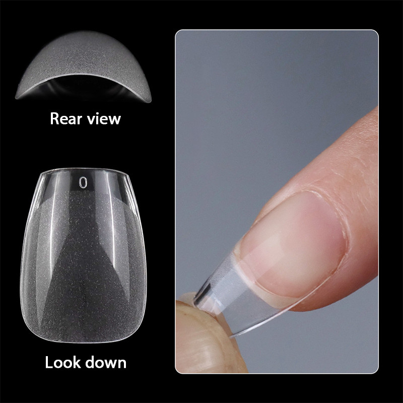 Almond Artificial Fake Nail XS Short Clear Full Cover Tips Sculpted ...