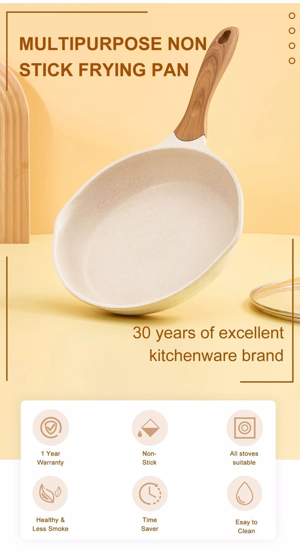 JEETEE Non Stick Frying Pan 20/24/28CM Granite Die-Cast Saucepan with ...