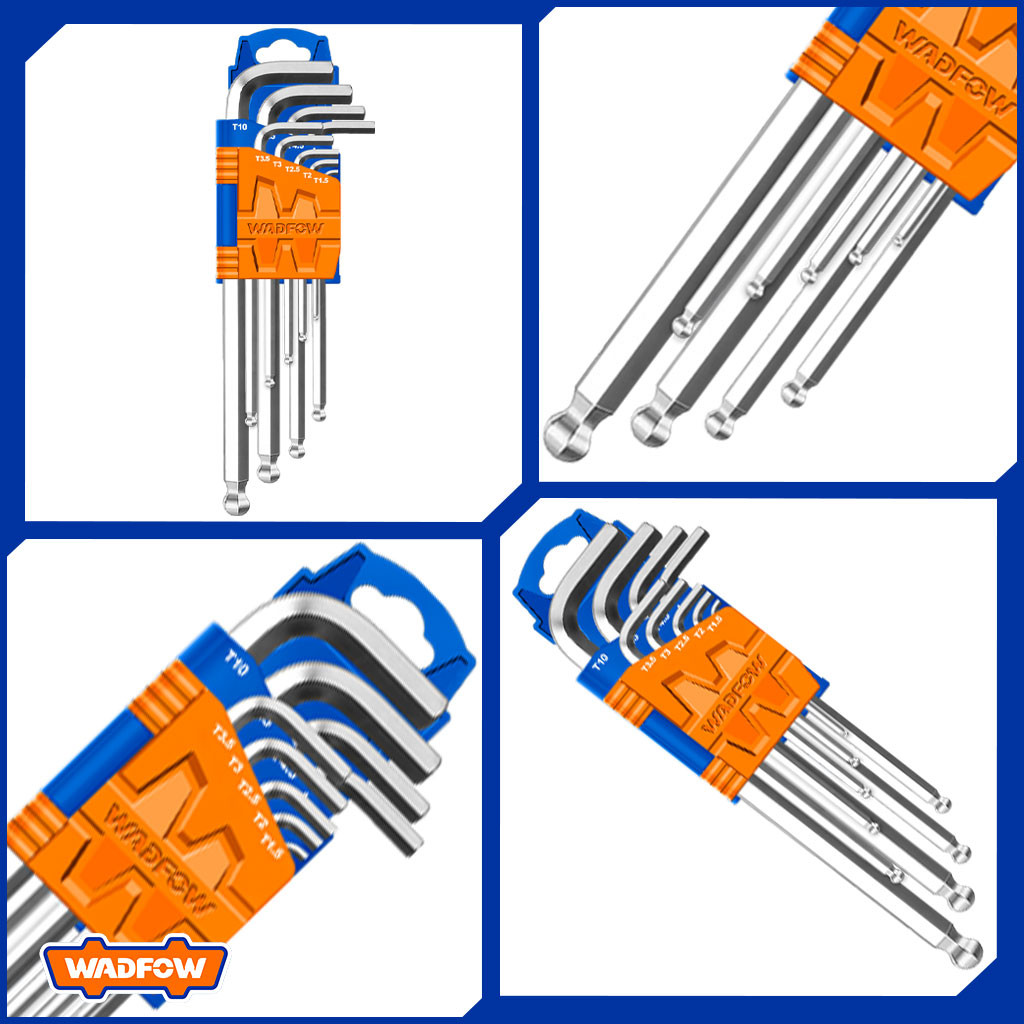 Wadfow Long Arm Allen Hex Ball Point Hex Key Set with Cr-V Material ...