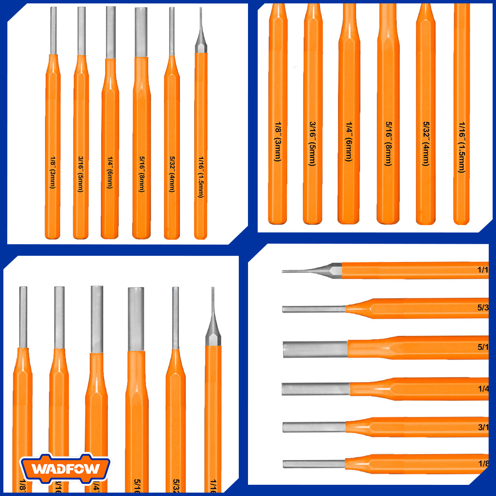 Wadfow WCC8306 Set of 6 Pin Round head Hole Punch 40Cr-steel 152mm ...