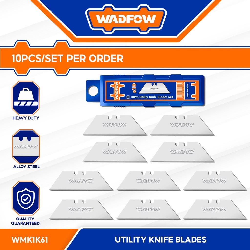 Wadfow Utility Knife Blades Set 10 Pcs 61mm X 19mm WMK1K61 (WHT) | Shopee Philippines