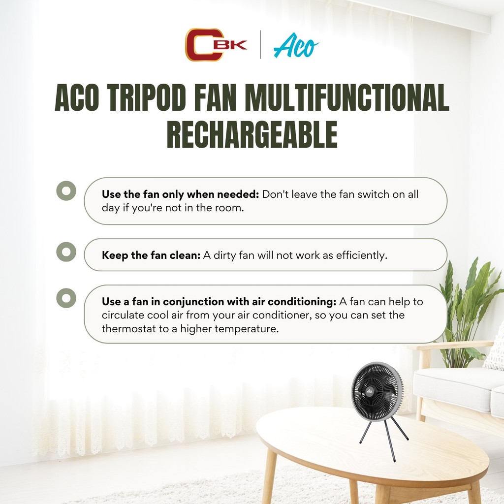 ACO Rechargeable Tripod Fan Portable 11" ACOGXZF2 | Shopee Philippines