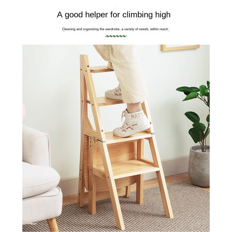 SUNNY BIERE Wooden Chair Bamboo Wood/Brown Ladder Changing Chair ...