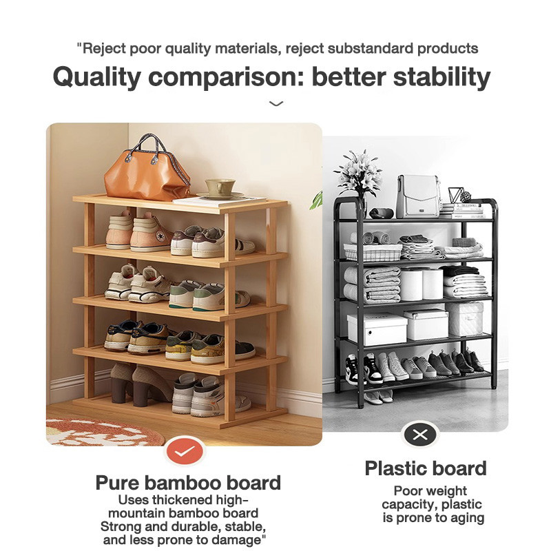 SUNNY Shoe Rack Organizer 8/9Layer Heavy Duty Bamboo Stackable Shoes ...