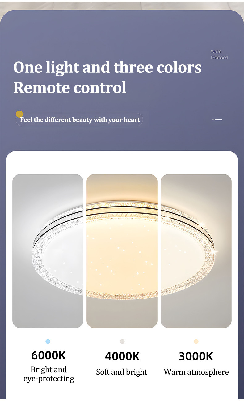 KASIDA Tri Color Ceiling Light Modern LED Ceiling Light Dimmable ...