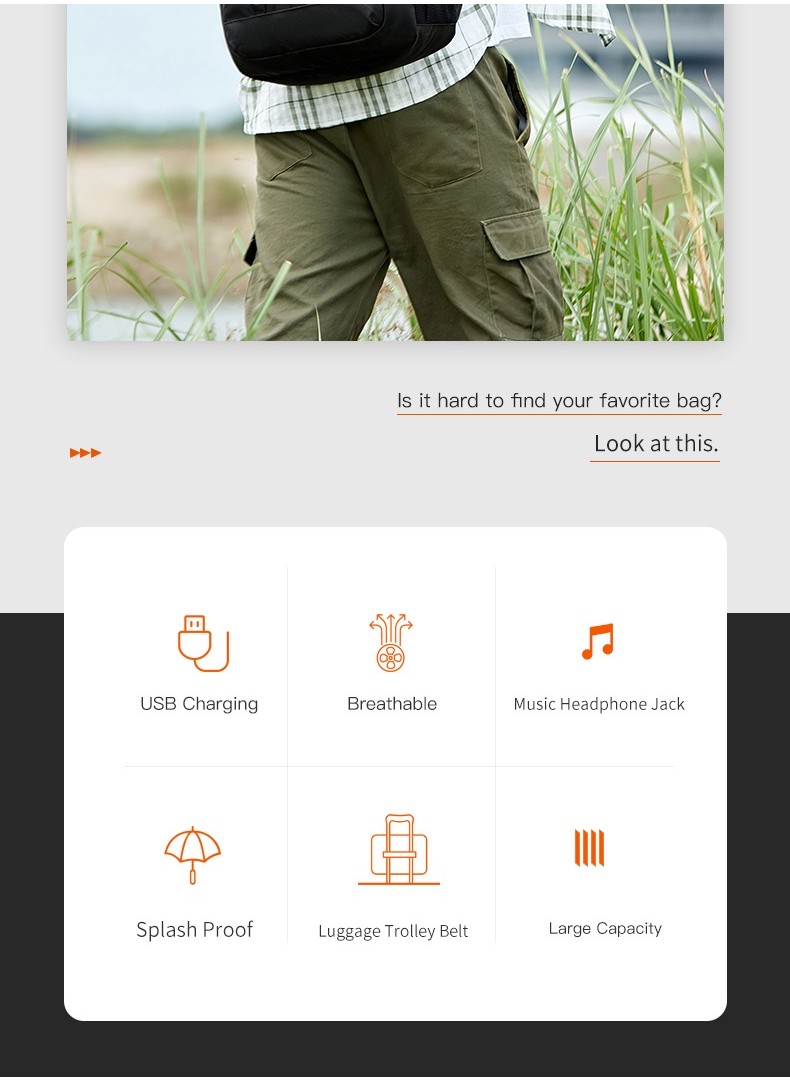 Arctic Hunter Tough Men Series B00387 water resistant Anti Theft Back ...