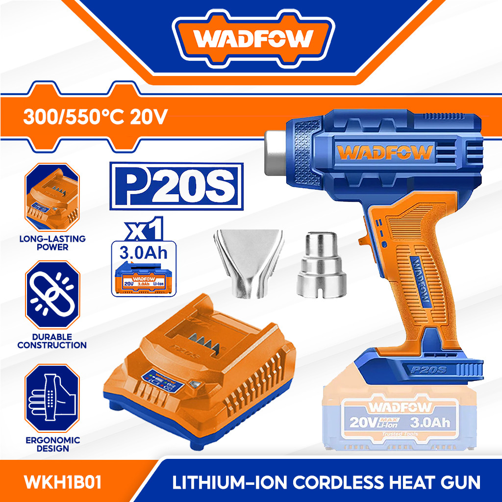 Wadfow WKH1B01 P20 Series Lithium-Ion Cordless Heat Gun 300/550°C 20V ...