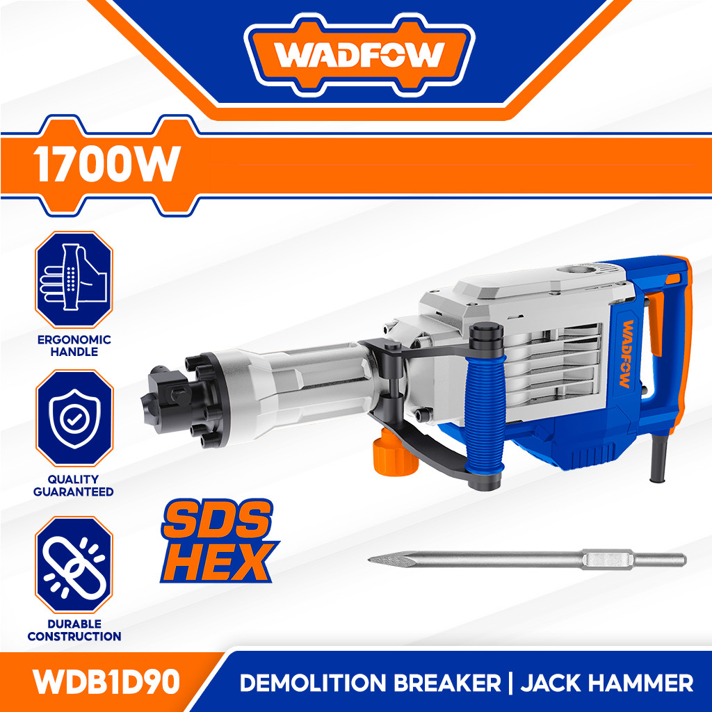 Wadfow WDB1D90 Demolition Breaker l Jack Hammer 1700W with 1pc Chisel ...