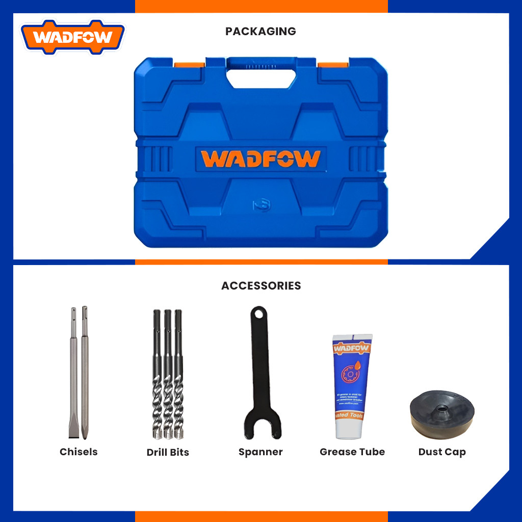 Wadfow Rotary Hammer / Chipping Gun with SDS Plus Chuck System 1050 ...