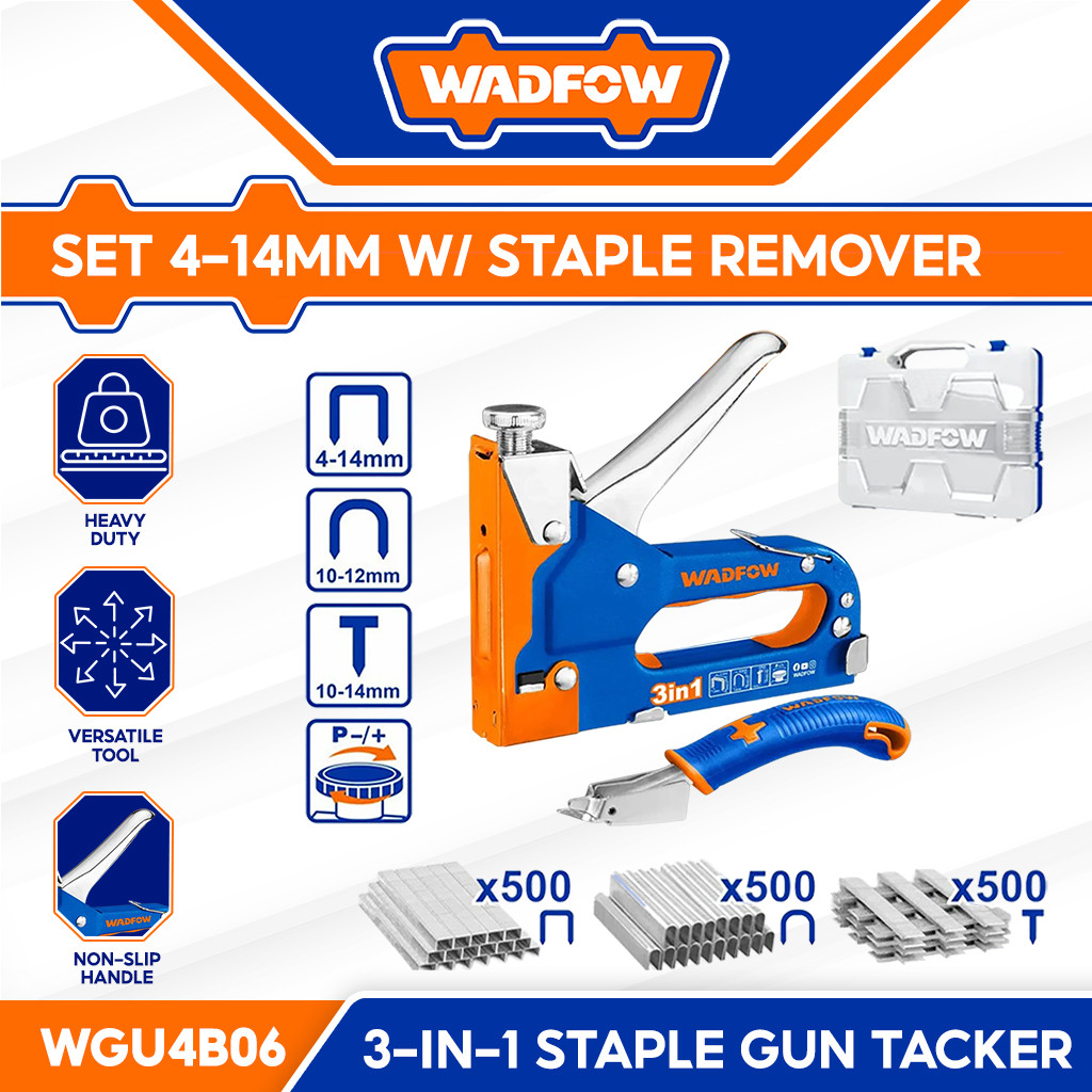 Wadfow WGU4B06 Heavy Duty 3-in-1 Staple Gun Tacker Set 4-14mm with ...