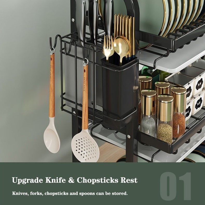 【Carbon steel anti-rust】Dish Rack Kitchen Organizer Dish Drainer Plate ...