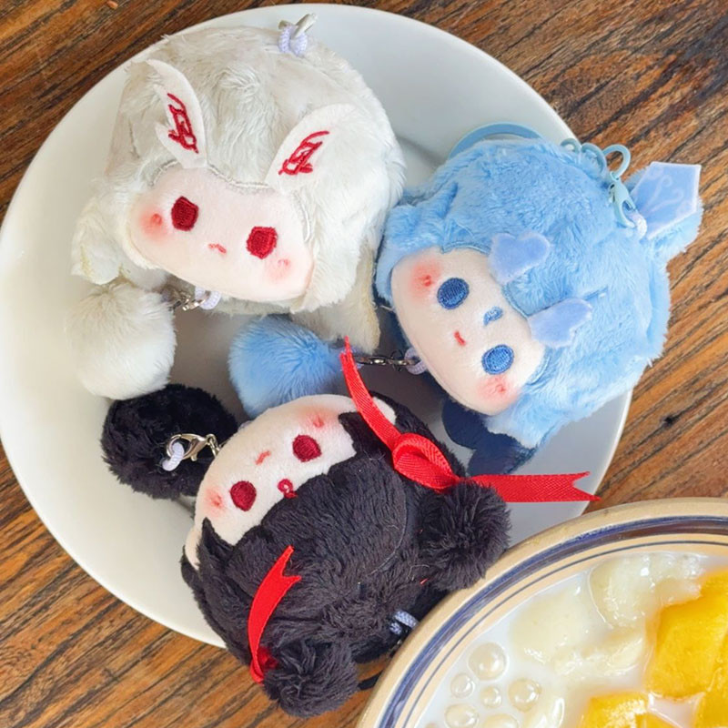 Cute Nezha Dolls Keychain Plush Toys Cartoon Dragon Key Ring Ne Zha Ao ...