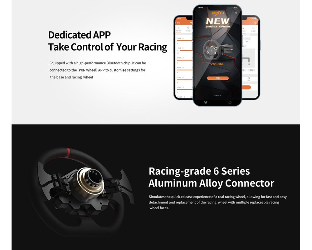 PXN V12 Lite Quick Release Racing Wheel Game Steering Controller ...