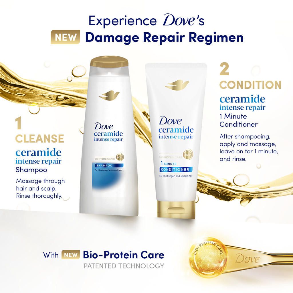 Dove Ceramide Intense Repair Shampoo 900mL for Repairing Damaged ...