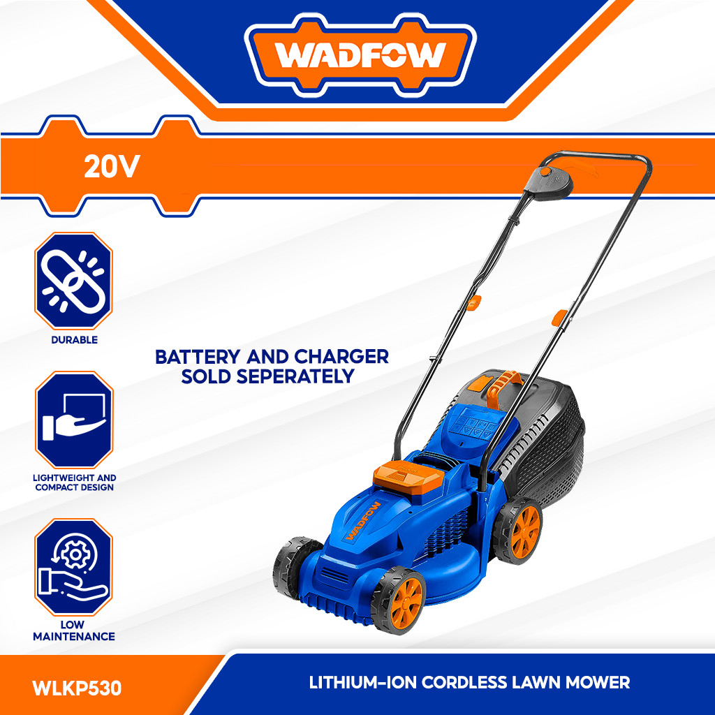 Wadfow P20 Series Li-Ion 20V Cordless Lawn Mower Cutter Hand Push Type ...