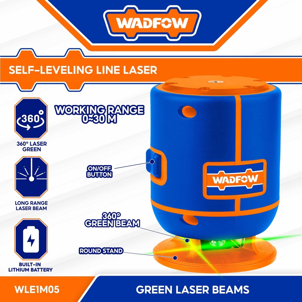 WADFOW Self-Leveling Line Green Laser Beams with Gain Function WLE1M04 ...