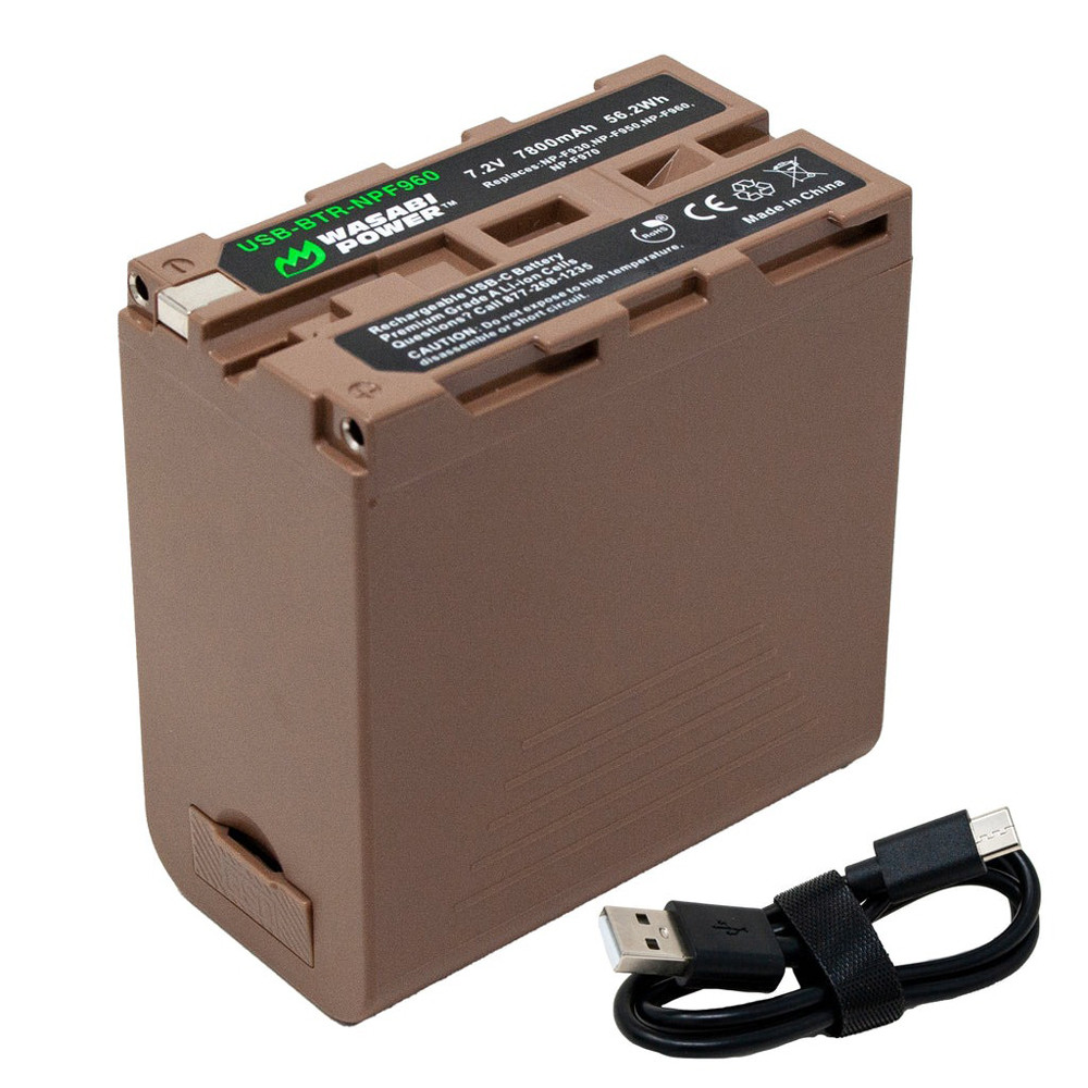 Wasabi Power NP-F960 Type 7800mAh Battery, Power Indicator, USB Type-C ...