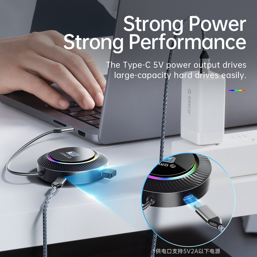 ORICO 4 Port USB-A RGB Hub w/ 5Gbps USB A & SD / TF 3.0 Outputs for ...