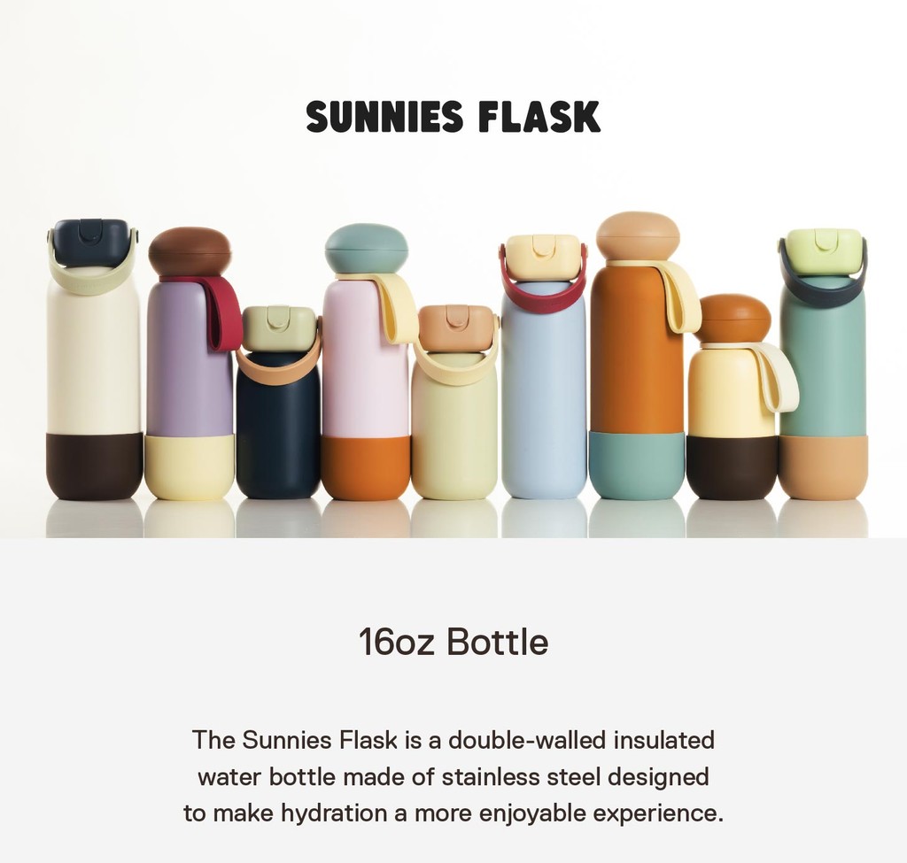 Sunnies Flask 16oz Bottle (Customizable Insulated Water Tumbler for Hot ...