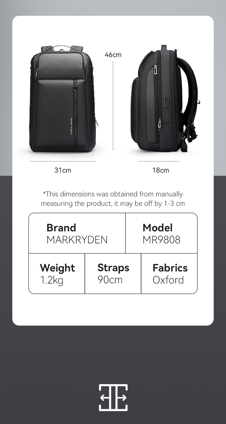 MARK RYDEN Men's Backpack Expandable 35L | Shopee Philippines