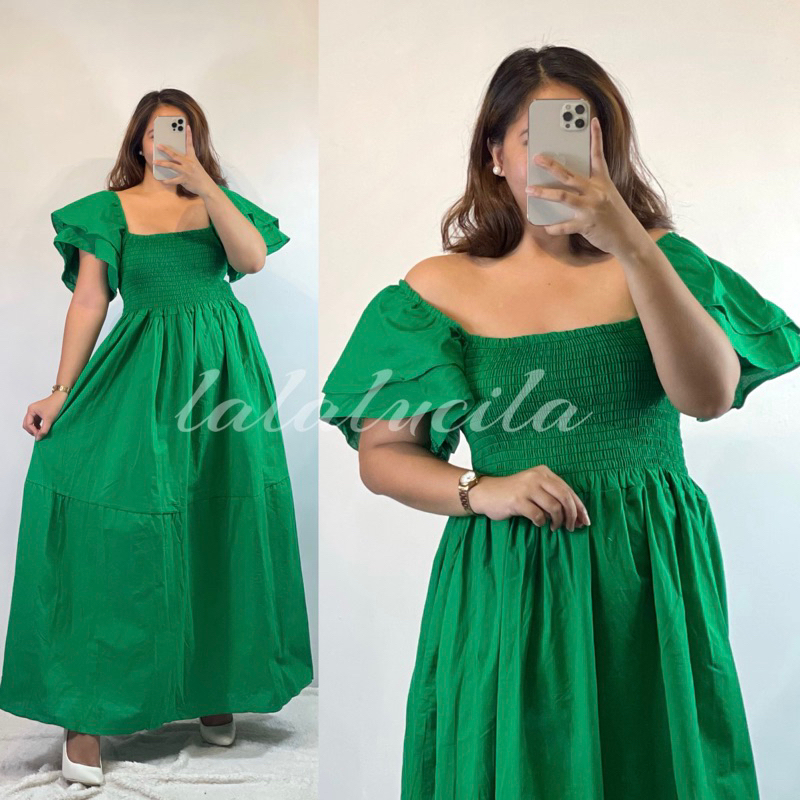 Seniora (L-2XL) Maxi Linen & SENEPA Smocking Dress (PLUS SIZE) | Shopee ...