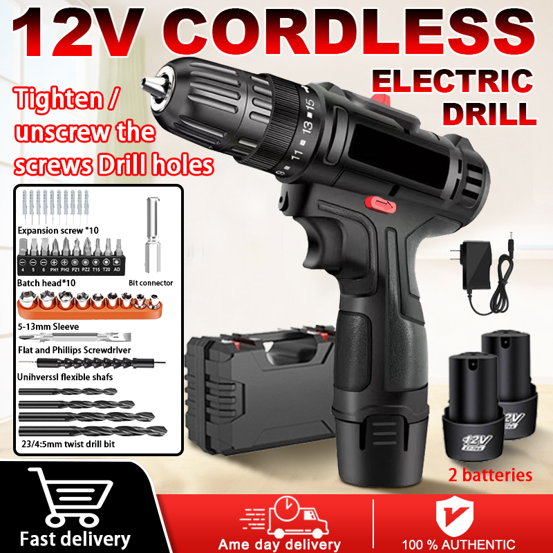 Cordless Drill Two Speed Adjustable Portable Electric Drill Set ...