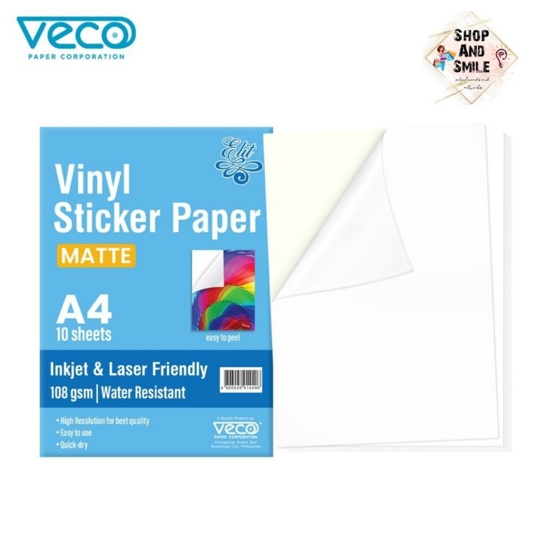VECO Vinyl Sticker Paper water resistant (10 sheets) | Shopee Philippines