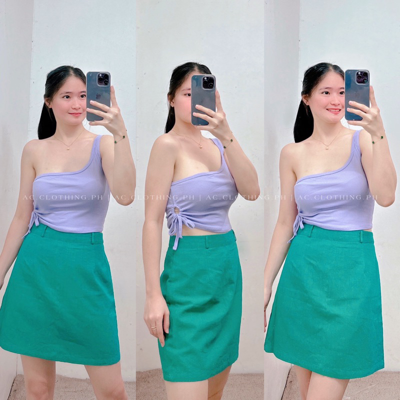 VIOLA KNITTED ONE SIDE STRING TOP | Shopee Philippines