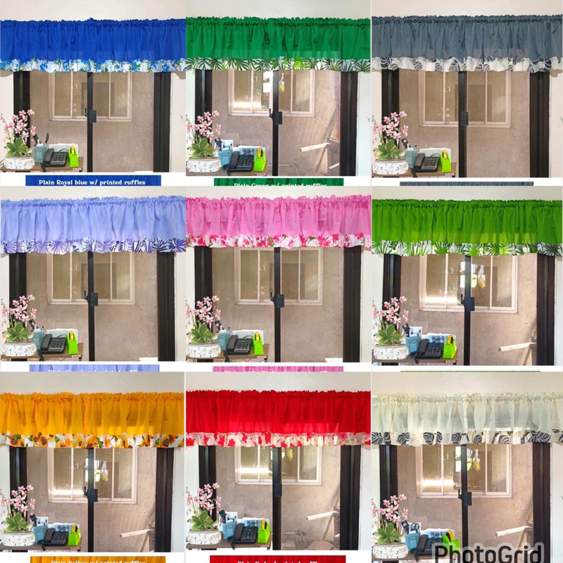 MARIYA- Plain Valances | Plain with Printed Ruffles | Short Window ...