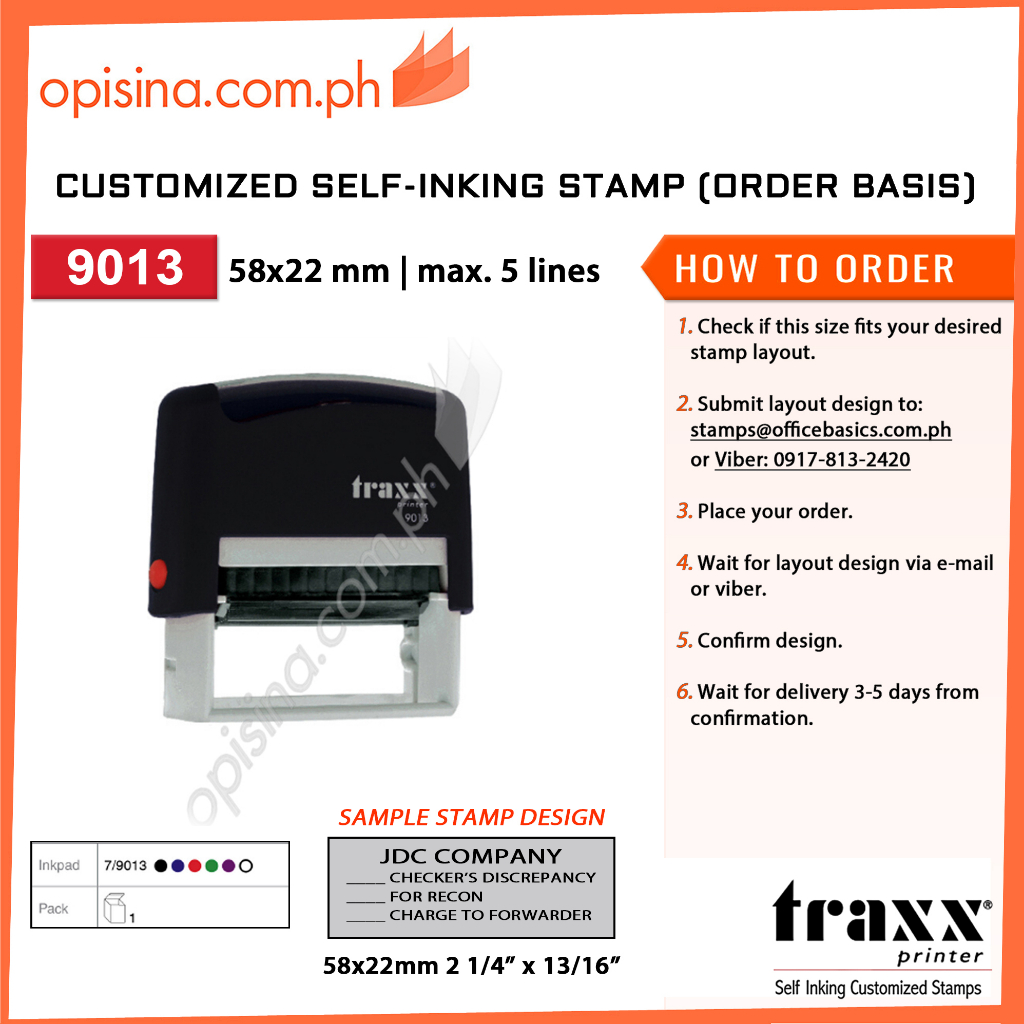TRAXX CUSTOMIZED SELF-INKING STAMP 9013, 58X22 MM BLACK | Shopee ...