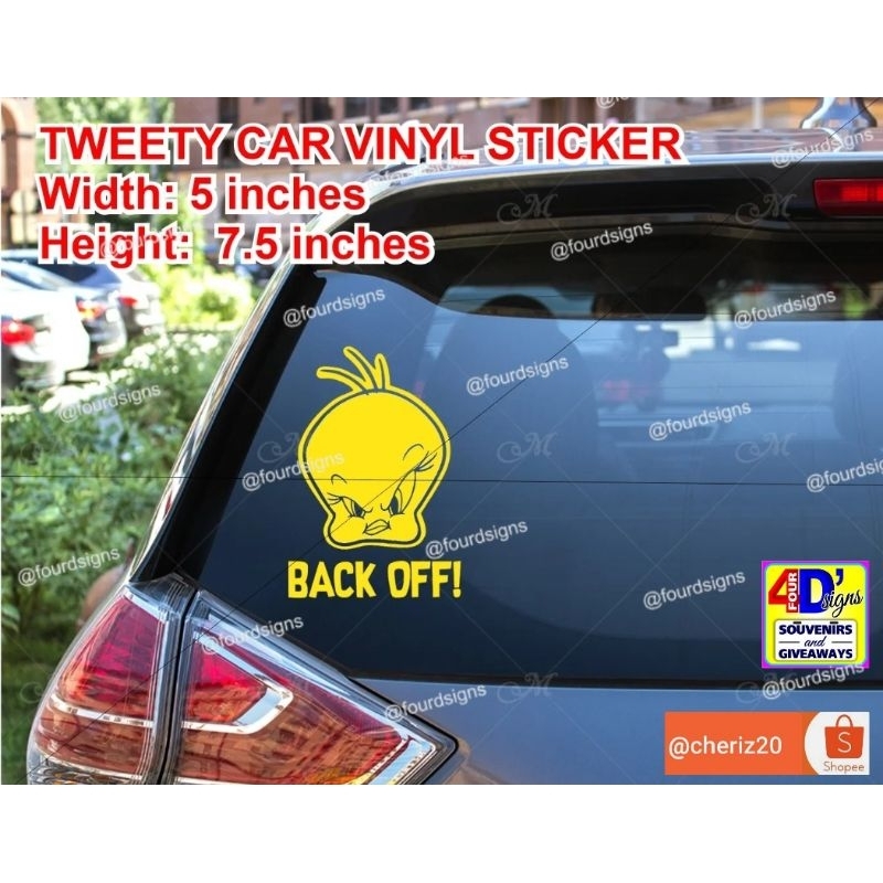 tweety bird outdoor sticker / tweety vinyl Back Off design | Shopee ...