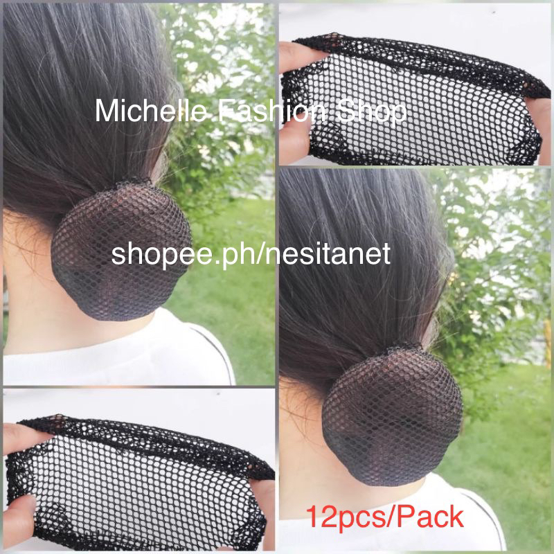 [12pcs]Hair net black hairnet thick&thin invisible ponynet | Shopee ...