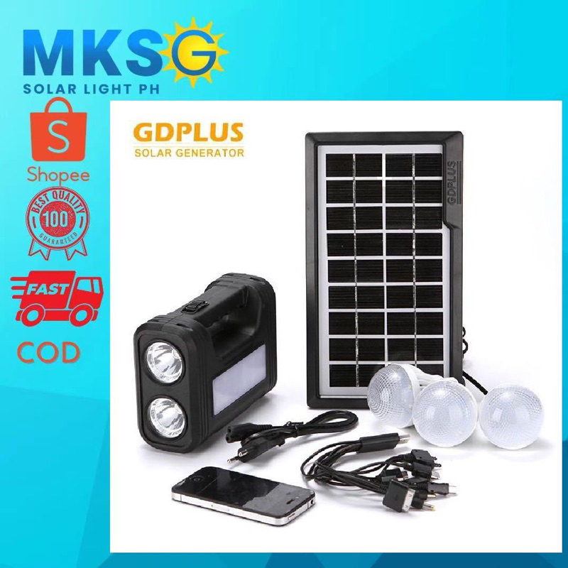 Original GDPLUS GD-8017 Portable Solar Lighting System 3pcs Bulbs Waterproof | Shopee Philippines