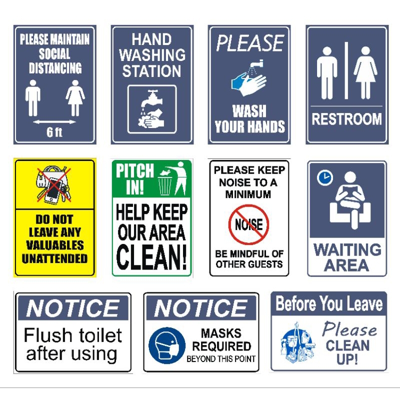 PVC Plastic signage for establishments A4 size please maintain social ...