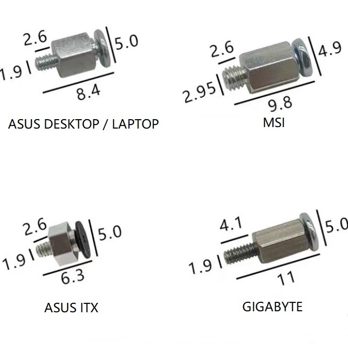 M.2 SSD Screw Hex Mounting Kit NVMe M.2 ASUS ASRock MSI Gigabyte ...