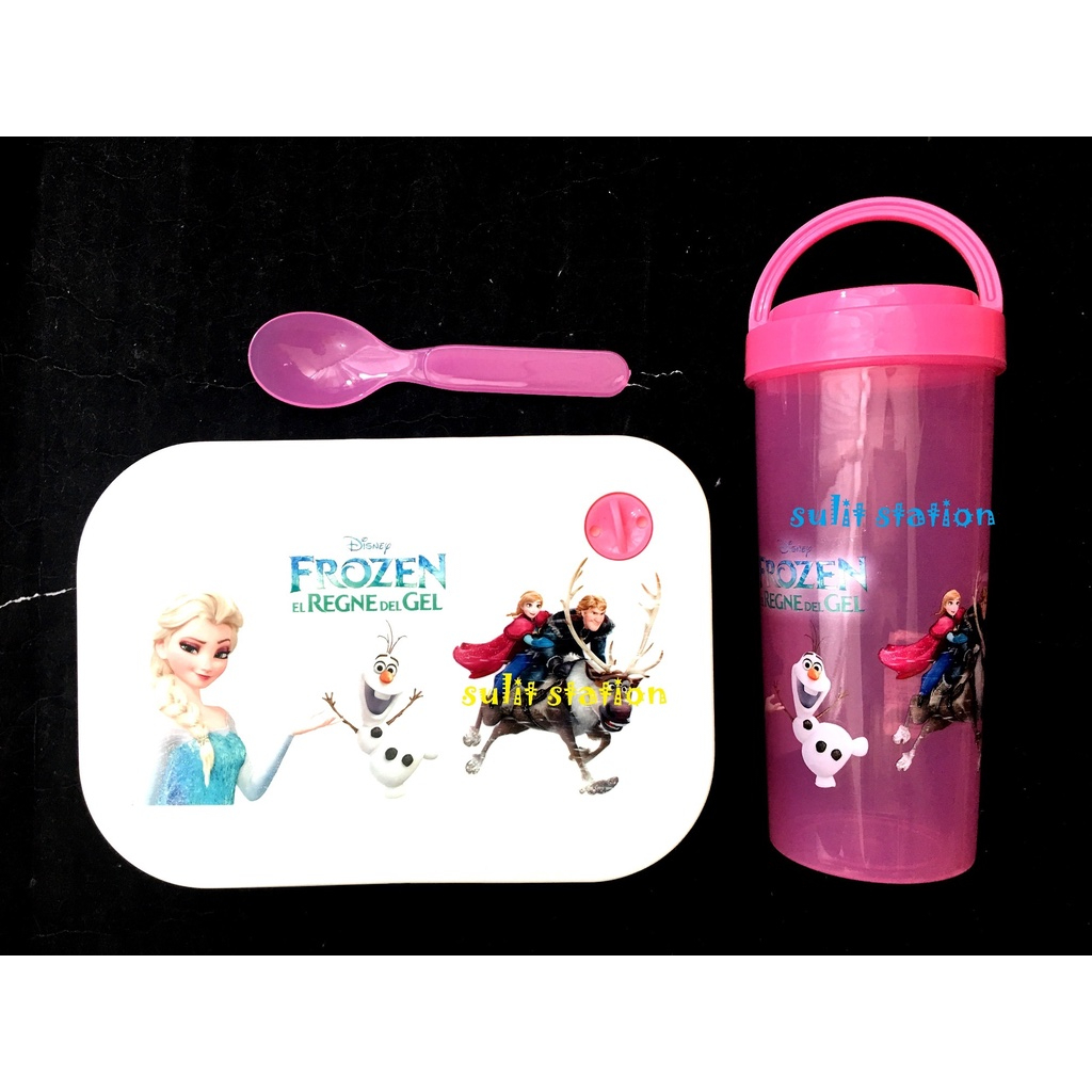 FROZEN ELSA ANNA FOOD SNACK LUNCH CONTAINER KIT BOX SET with WATER ...