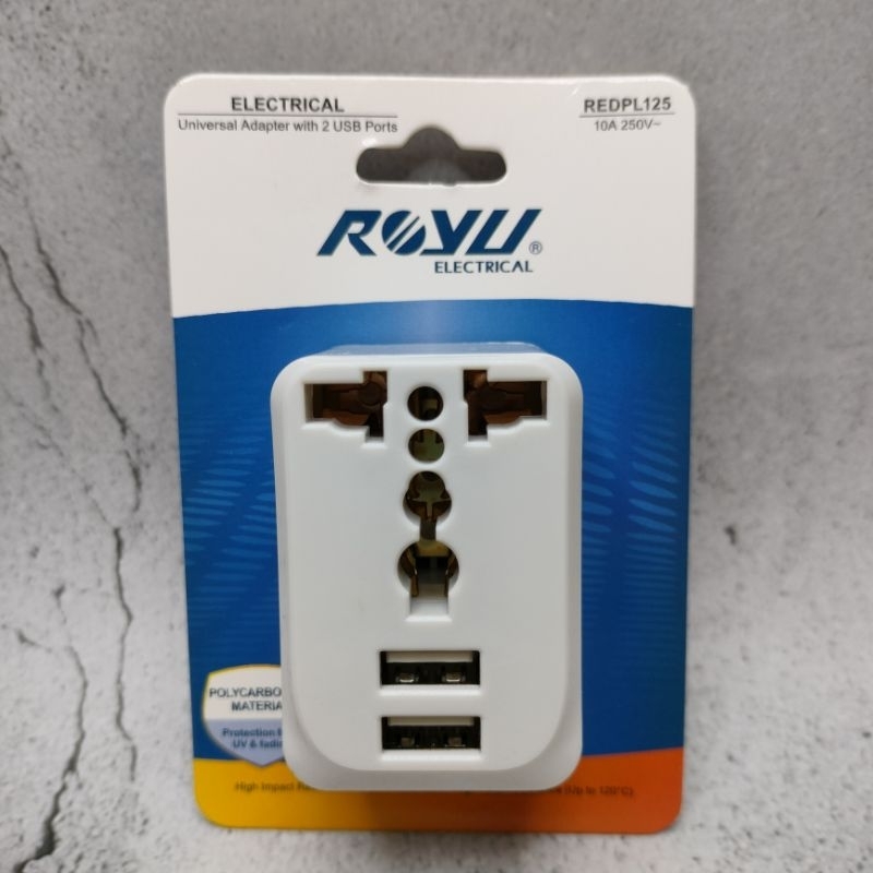 Royu Universal Adapter w/ 2 USB Ports REDPL125 | Shopee Philippines