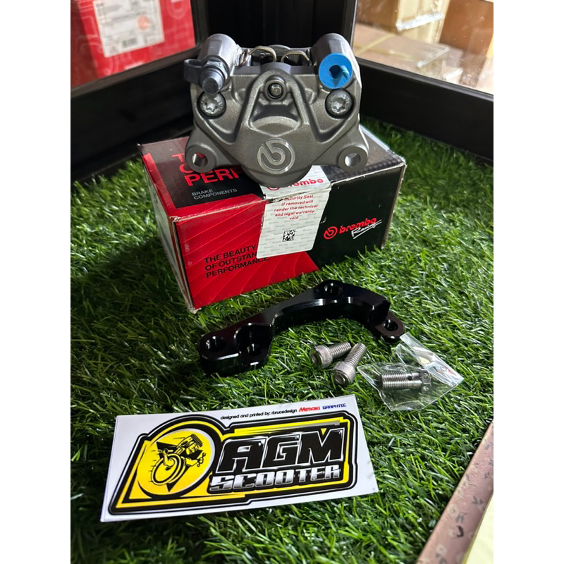 Brembo 2pot Gray/Silver Caliper SET with 2pot rear bracket for XMAX300 ...