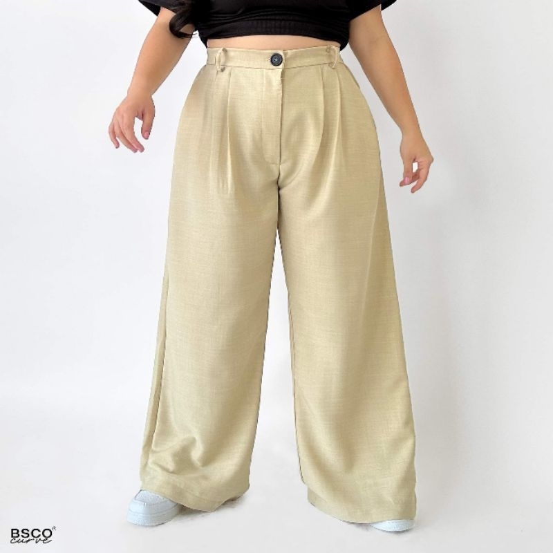 ONHAND PLUS SIZE BSCO CURVE JAMINA XL-6XL KOREAN OUTFIT WIDE LEG ...