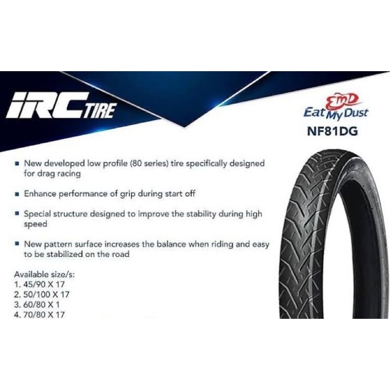 IRC EAT MY DUST (EMD) 45/90/17, 50/100/17 & 60/80/17 | Shopee Philippines